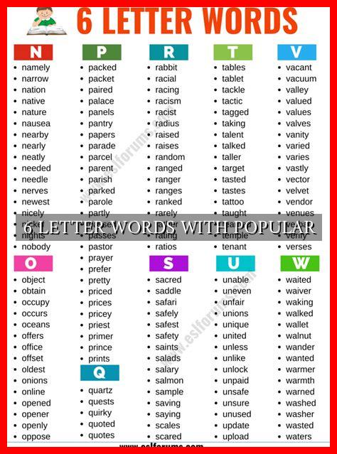 6 LETTER WORDS WITH POPULAR - Wadaef