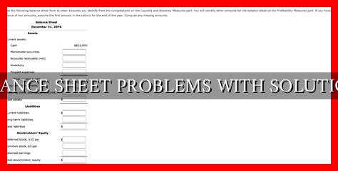 BALANCE SHEET PROBLEMS WITH SOLUTIONS - Wadaef