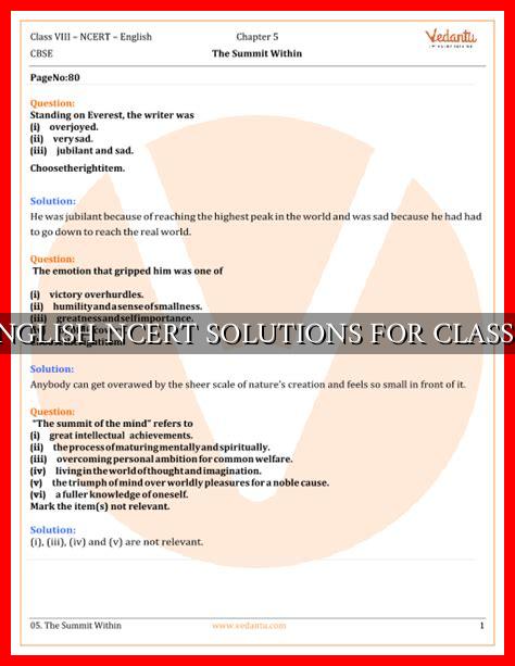 ENGLISH NCERT SOLUTIONS FOR CLASS 8 - Wadaef