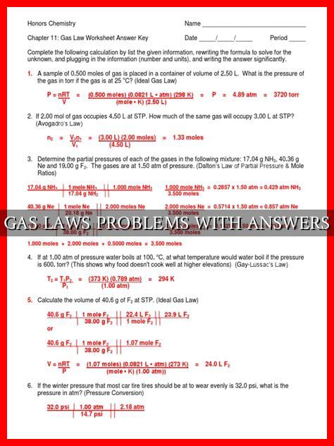 GAS LAWS PROBLEMS WITH ANSWERS - Wadaef
