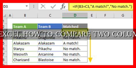 IN EXCEL HOW TO COMPARE TWO COLUMNS - Wadaef