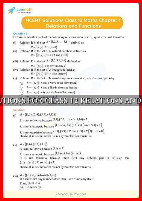 NCERT SOLUTIONS FOR CLASS 12 RELATIONS AND FUNCTIONS - Wadaef