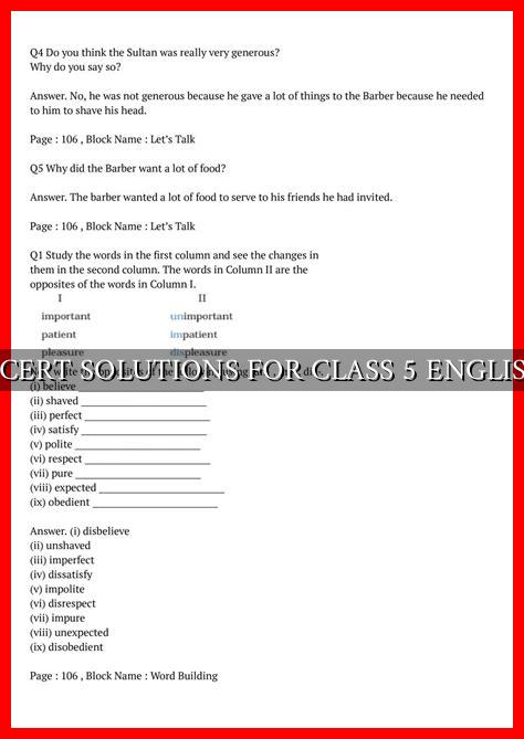 NCERT SOLUTIONS FOR CLASS 5 ENGLISH - Wadaef