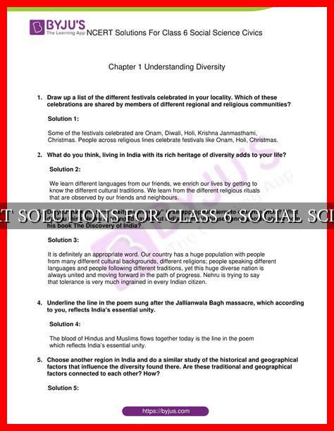 NCERT SOLUTIONS FOR CLASS 6 SOCIAL SCIENCE - Wadaef
